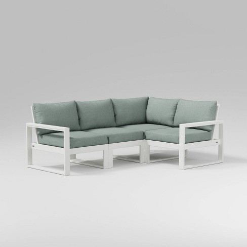 Polywood 4pc Edge Modular Deep Seating Outdoor Patio Sectional Sofa ...