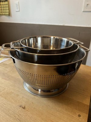 3pc (1.5qt, 3qt, And 5qt) Stainless Steel Colander Set Silver - Figmint ...