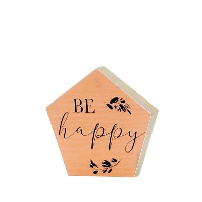 Vip Wood 6 In. Brown Be Happy Sign : Target