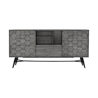 61 Inch Wide TV Stands and Consoles, Sideboard Buffet in Gray Acacia ...