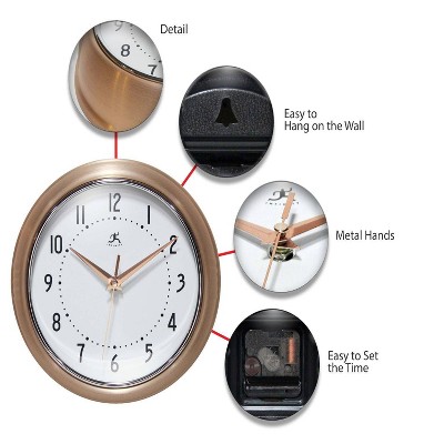 9.5" Retro Round Wall Clock Copper - Infinity Instruments : Target