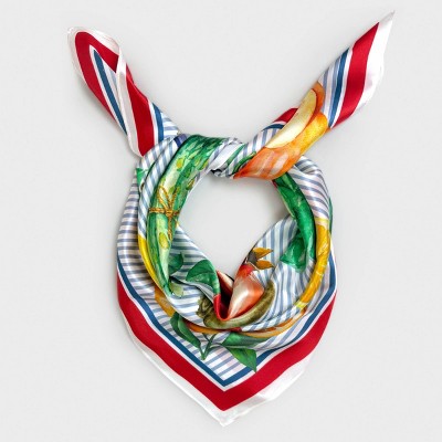 Women's 100% Pure Silk Scarf with American Summer Prints "Botanical ...