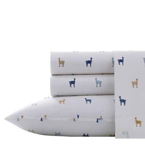 Twin Xl Printed Pattern Percale Cotton Sheet Set Llama - Poppy & Fritz ...