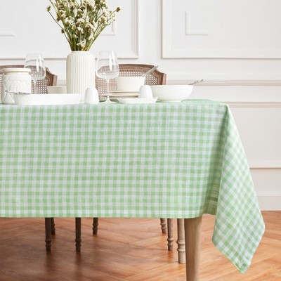 Solino Home Linen Gingham Check Celadon Tablecloth 60 X 108 Inches : Target