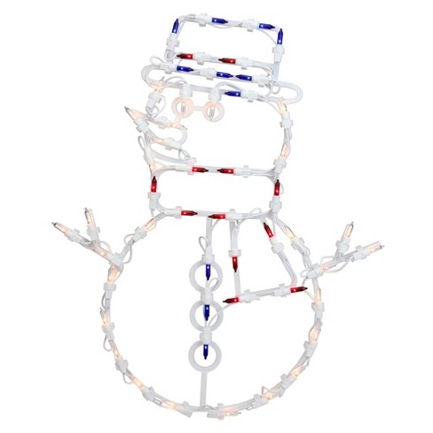 Northlight 18" Red And Blue Lighted Snowman Christmas Window Silhouette ...