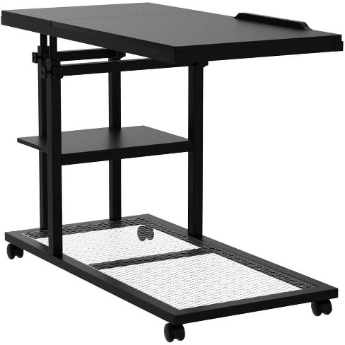 Tribesigns Height-adjustable Mobile C Table With Wheels, Black : Target