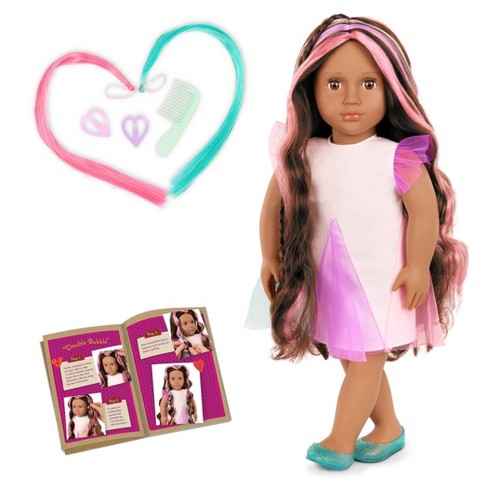 Our Generation Tania 18" Rainbow Hair Grow Doll With Hair Clips And ...
