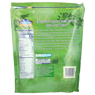 Blue Diamond Almonds, Bold, Wasabi & Soy Sauce, 25 oz (709 g) : Target
