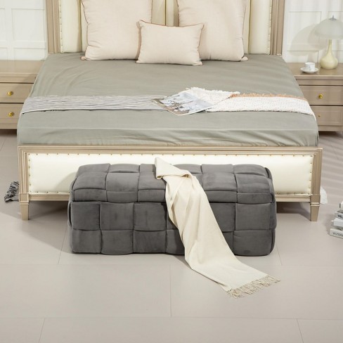 Toy Storage Bench,bedroom End Bench,gray Polyester Storage Hassock With ...