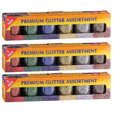 Hygloss Premium Glitter Assortment, 6 Colors Per Pack, 3 Packs : Target