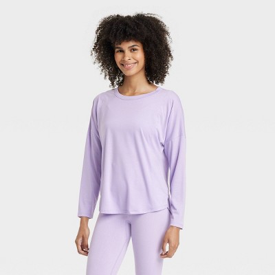 Women's Seamless Ribbed Cropped Long Sleeve Top - All In Motion™ Purple ...