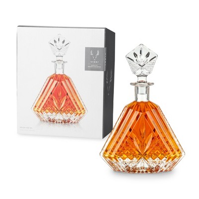Viski Reserve Crystal Liquor Decanter - Cut Crystal Carafe With Stopper ...