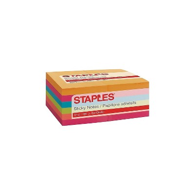 Staples Stickies Standard Notes 3" X 5" Assorted 100 Sh/pd 12 Pd/pk S ...