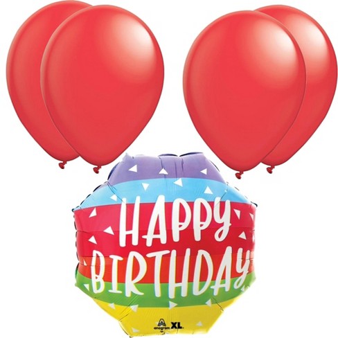 Loonballoon 22" Bright & Bold Birthday Balloon Set With 4 Latex ...