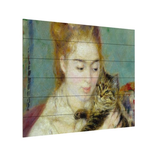 Pierre Renoir 'woman With A Cat 1875' Wood Slat Art-18x22 : Target