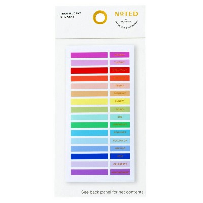 Noted By Post-it Translucent Stickers, 96 Colorful Stickers : Target
