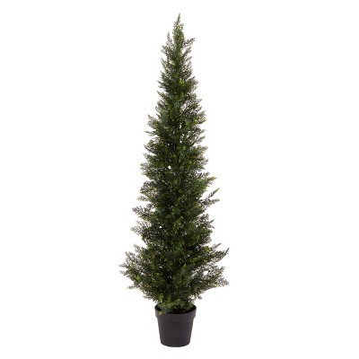 5-foot-tall Artificial Cedar Topiary Trees- Potted Indoor Or Outdoor Uv ...
