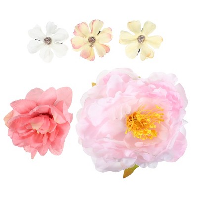 Unique Bargains Women's Fake Flowers Hair Clips Pink Purple 5 Pcs : Target