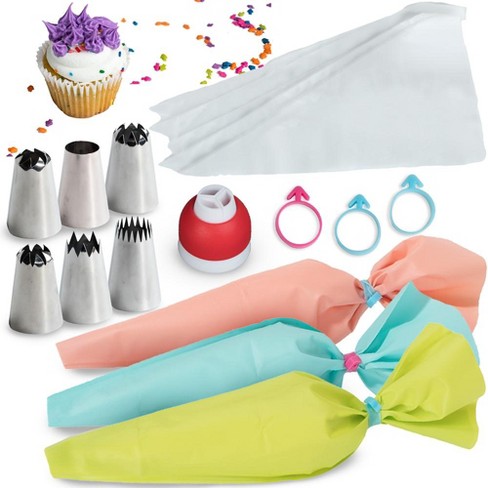 Baketivity Frosting Piping Bags And Tips Set For Decorating Cakes ...