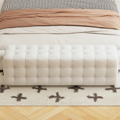 All Covered Velvet Upholstered Ottoman, Elegant Rectangular Footstool ...