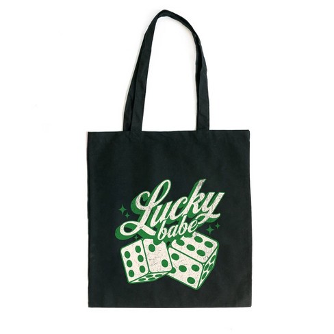 City Creek Prints Lucky Babe Dice Canvas Tote Bag - 15x16 - Black : Target