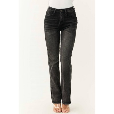 Women's High Rise Straight Jeans With Side Slit - Risen 27 : Target
