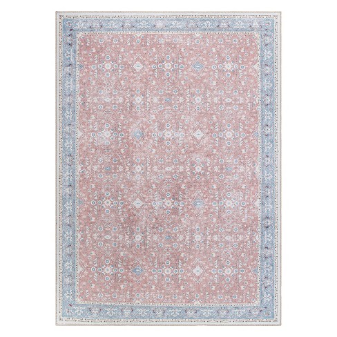 World Rug Gallery Transitional Bordered Floral Machine Washable Area ...