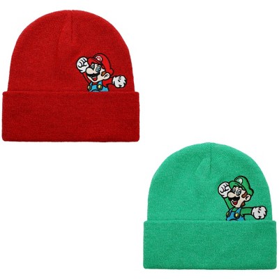 Super Mario Bros Mario & Luigi Peekaboo Design 2-pack Knit Beanie : Target
