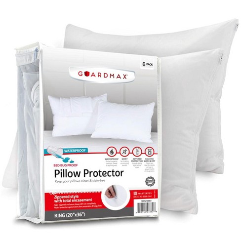 Guardmax Waterproof King Pillow Protector With Zipper – (6 Pack) : Target