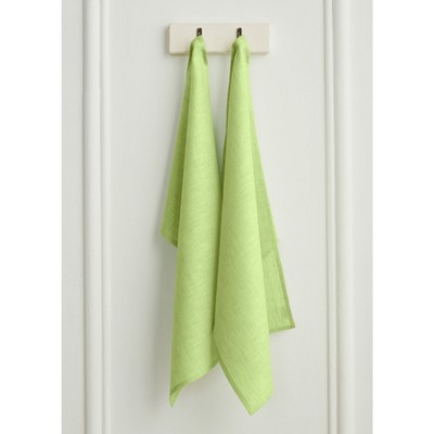 Solino Home Chambray Lime Green Kitchen Linen Towels Set Of 2, 17 X 26 ...