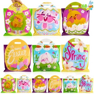 Joyfy 48 Pcs 11.8'' Easter Gift PE Bags, Egg Shaped Easter Goodie Tote ...