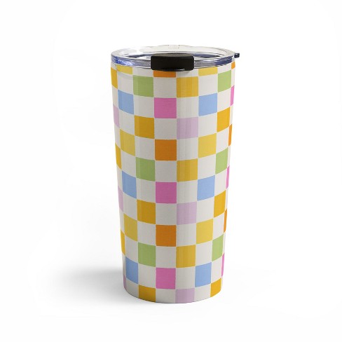 Iveta Abolina Eclectic Checker Check Cream Travel Mug 20 Oz Stainless ...