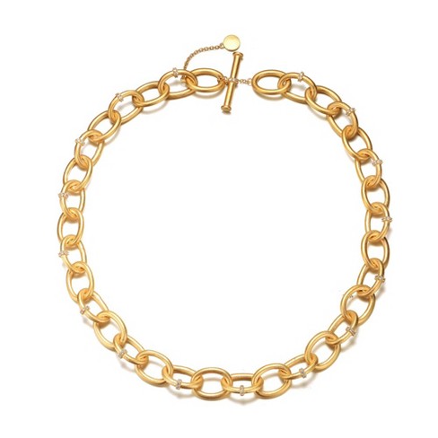 14k Gold Plated Chain Necklace With Cubic Zirconia – A Classic And ...