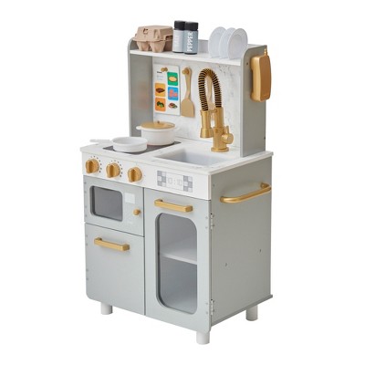 White Wooden Toy Kitchen With Fridge Freezer And Oven By Teamson Kids ...