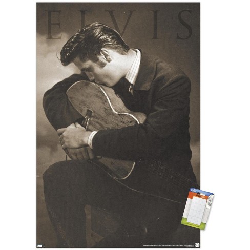 Trends International Elvis Presley - Sepia Guitar Unframed Wall Poster ...