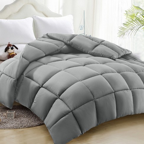 Hyleory Luxury Solid Down Alternative Machine Washable Light Gray ...