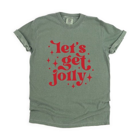 Simply Sage Market Women's Whimsical Let's Get Jolly Short Sleeve Garment Dyed Tee - L - Moss ...