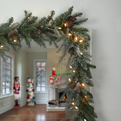 National Tree Company 9 Ft. Snowy Morgan Spruce Garland With Clear ...