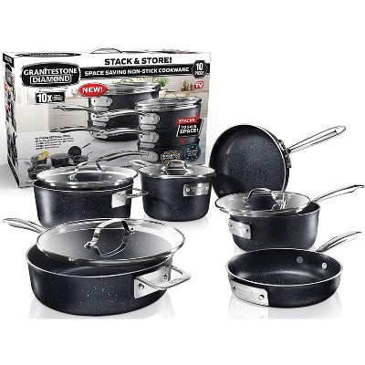 Granitestone Pro Stackmaster 10 Piece Aluminum Space Saving Nonstick ...