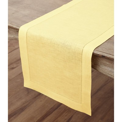 Solino Home Linen Classic Hemstitch Table Runner Yellow 14 X 48 Inches ...