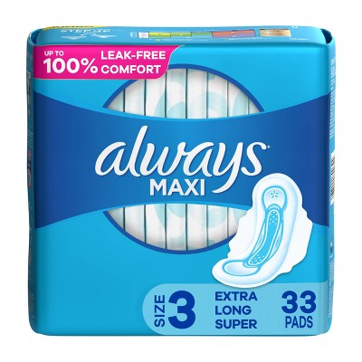 Always Maxi Pads Long Super Absorbency Unscented With Wings - Size 2 ...