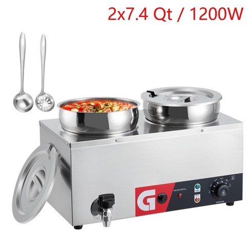Commercial Soup Warmer 2x7.4 Quart Double Well Bain Marie 1200w With ...