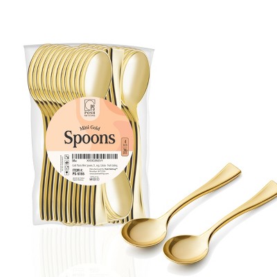 Posh Setting 4 Inch Mini Spoons Gold Plastic Tasting Spoon - 36 Count ...