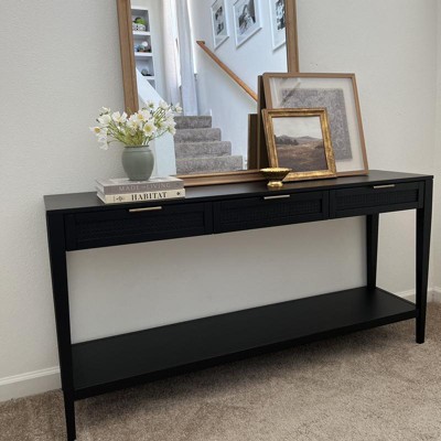 East Bluff Woven Drawer Console Table Black - Threshold™ Designed With ...