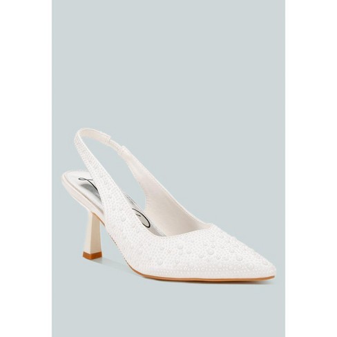 Ararki Luxurious Satin Pearl Slingback Sandals : Target
