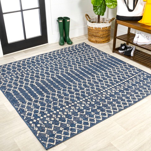5' X 5' Ourika Moroccan Geometric Textured Weave Indoor/outdoor Area ...