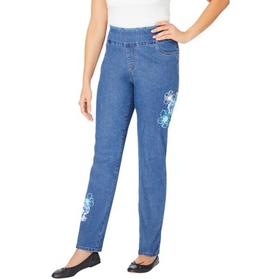 Woman Within Women's Plus Size Tall Flex-fit Pull-on Straight-leg Jean ...
