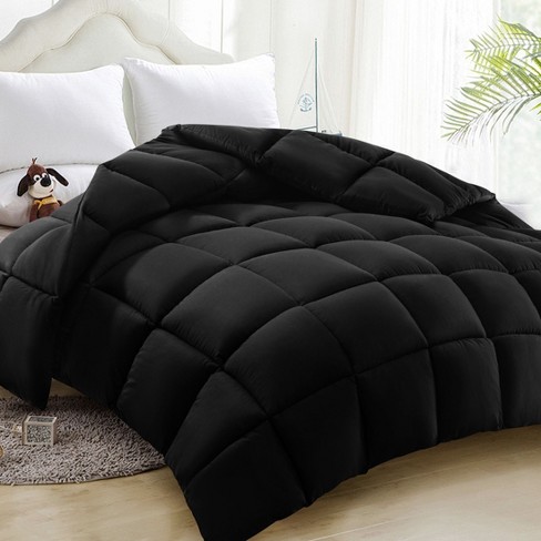 Hyleory Luxury Solid Down Alternative Machine Washable Black Comforters ...