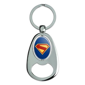 Superman 2025 Logo Keychain Chrome Metal Spinning Oval Bottle Opener ...
