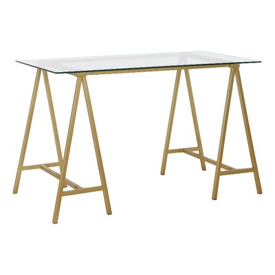 Thayer Mid Century Glass Desk Bright Gold - Lifestorey: Modern Elegance ...